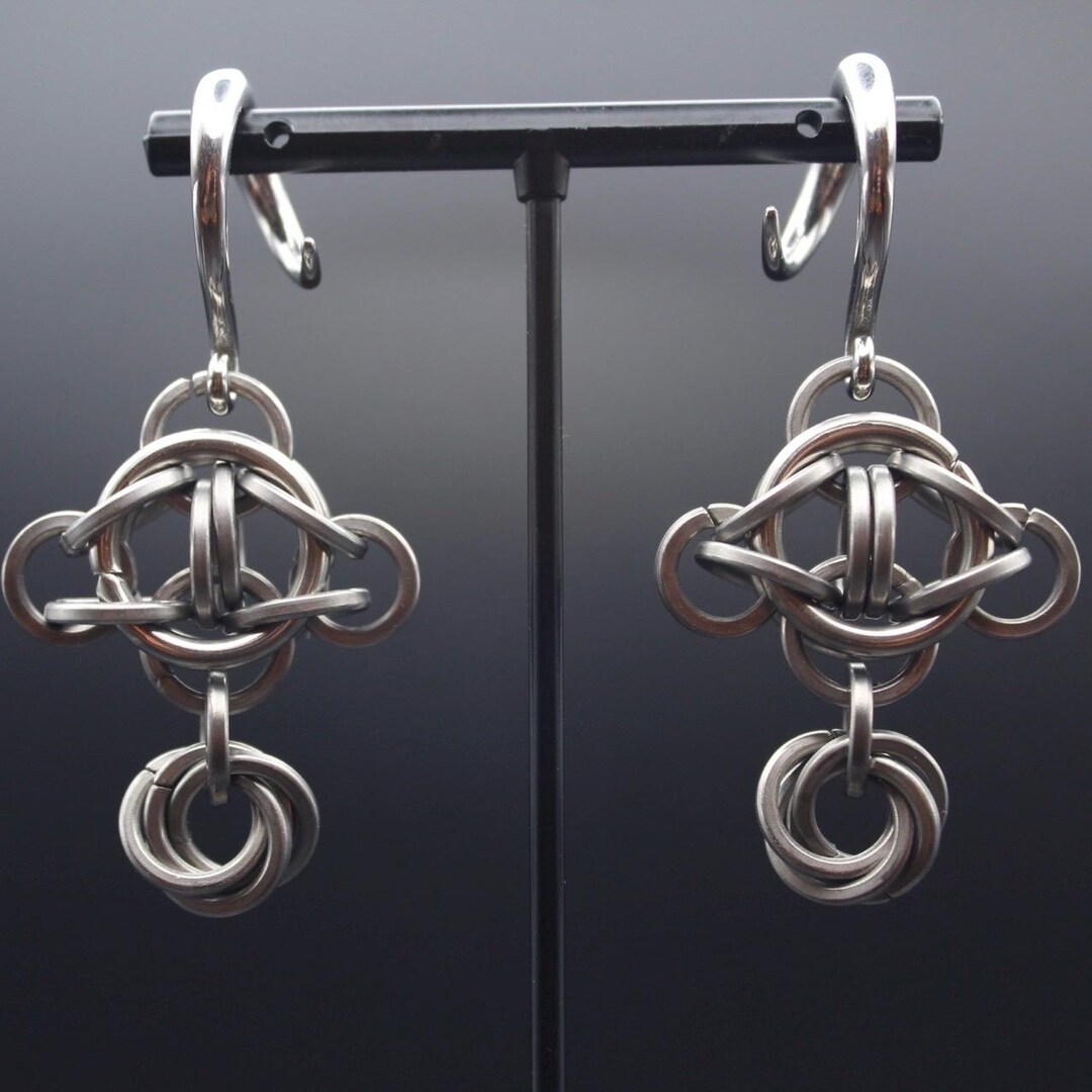 Evil Eye Chainmail Ear Weights Earrings Ear Hangers for Gauged Ears ...