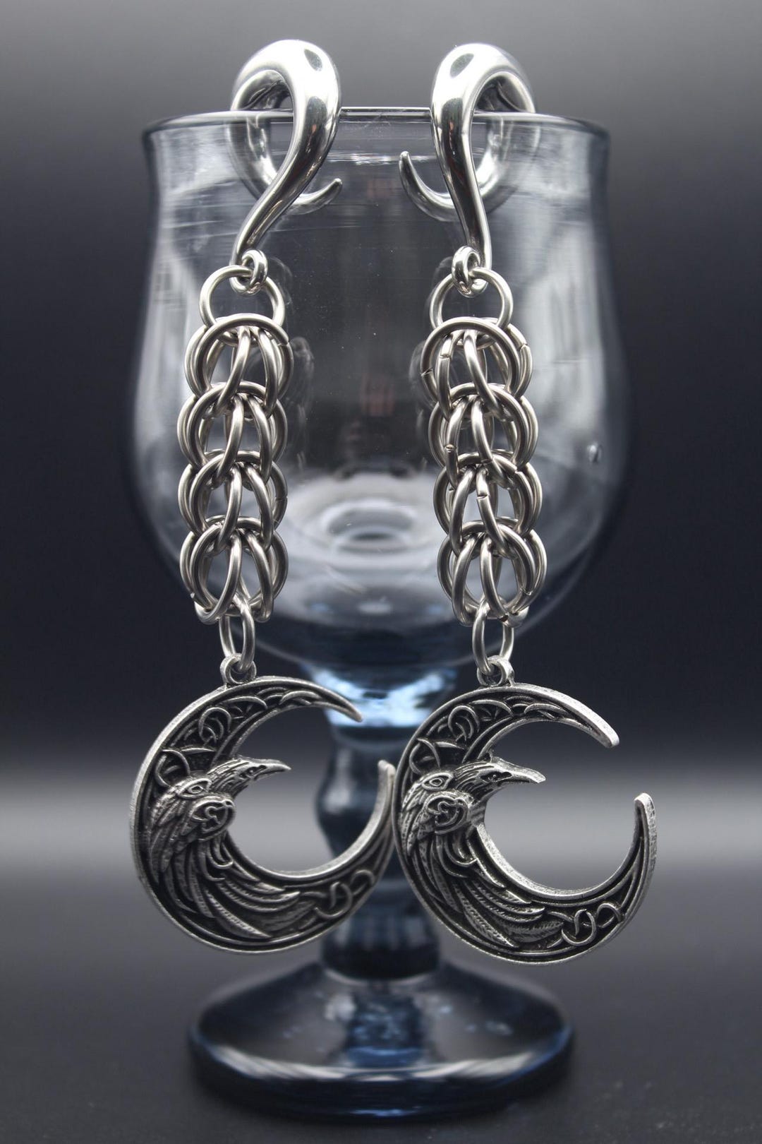 Raven Moon Chainmail Ear Weights - Etsy