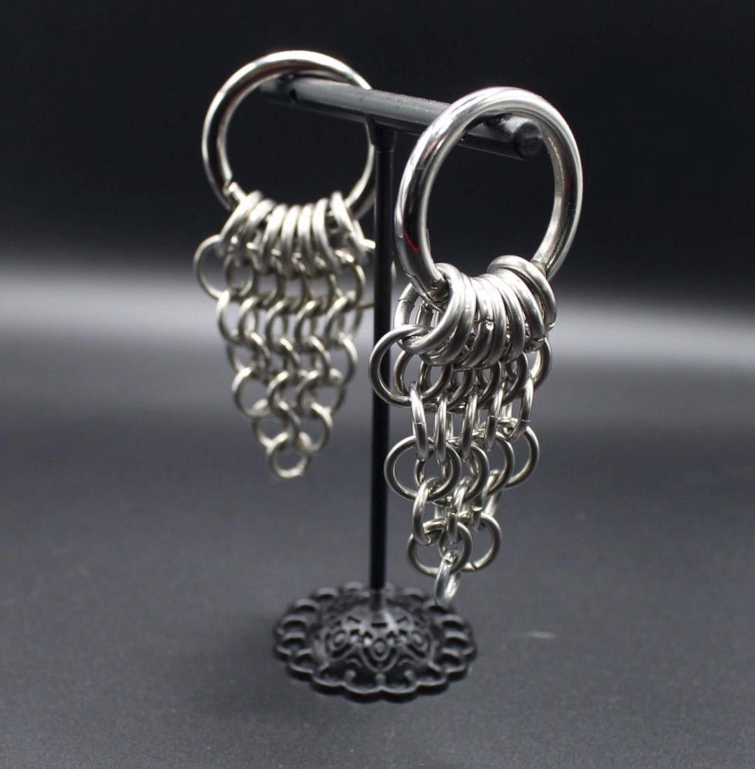 6g 4mm Stainless Steel Chainmail Ear Weights Earrings for Stretched ...