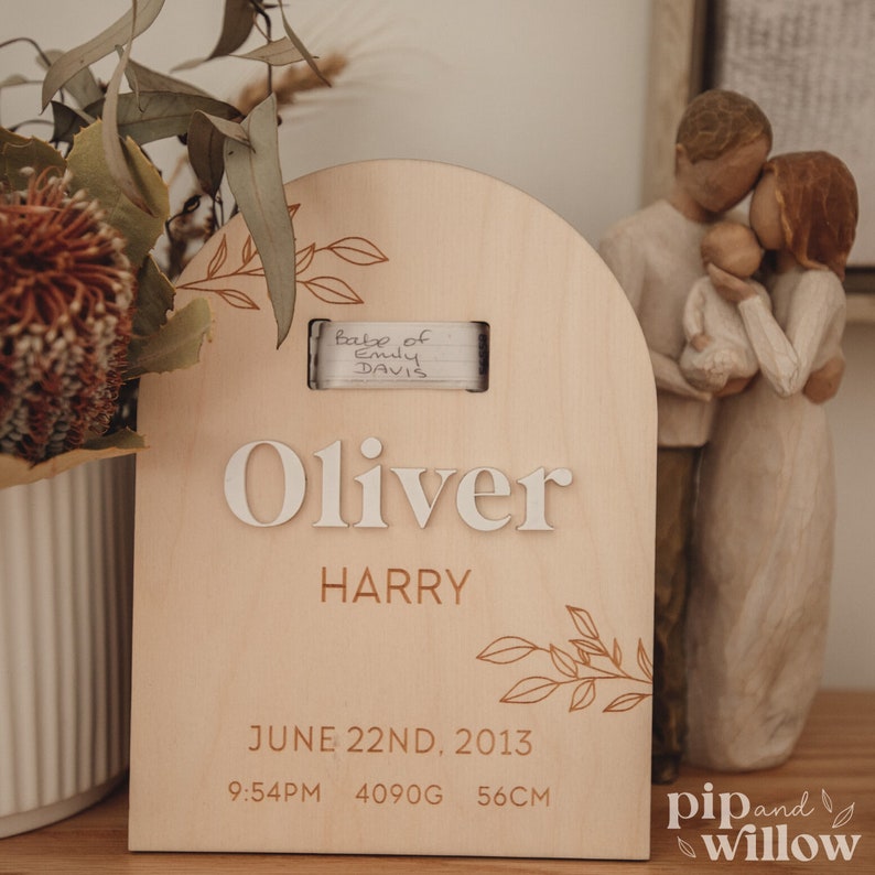 Hospital Bracelet Wooden Keepsake Birth Plaque - Baby Announcement ...