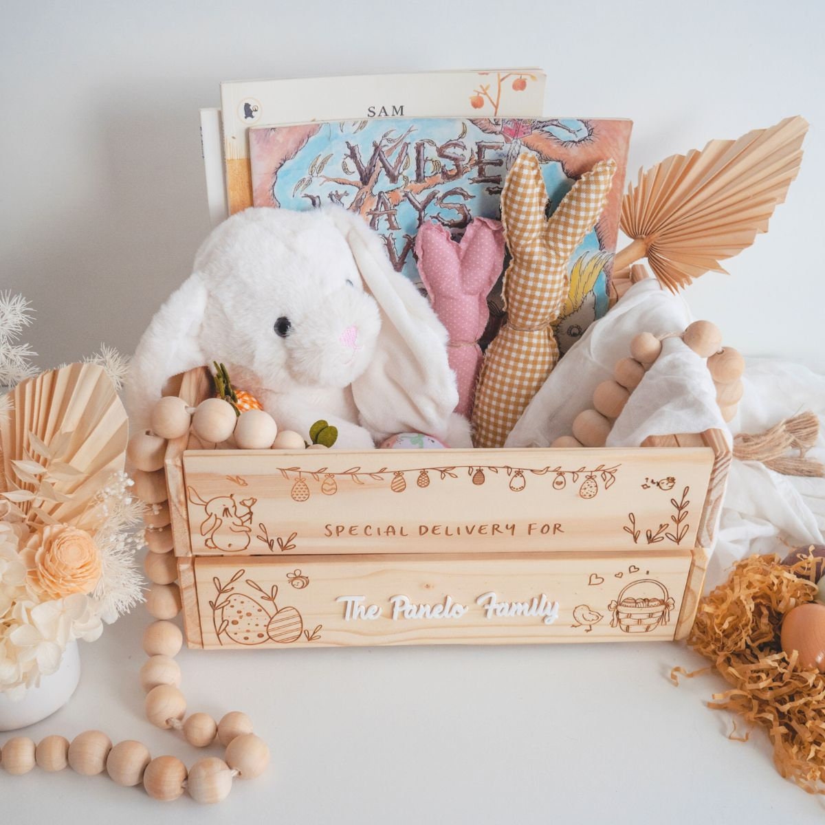 Small Wooden Personalised Easter Crate Box - Easter Gift for Kids ...