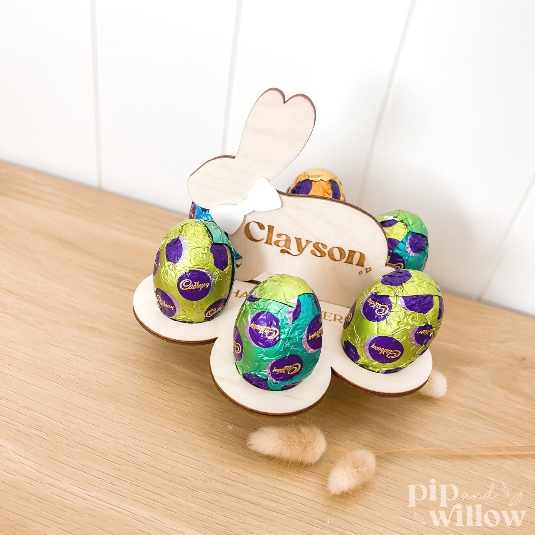 Personalised Easter Bunny Egg Stand Easter Wooden Egg Holder, Wood Egg ...