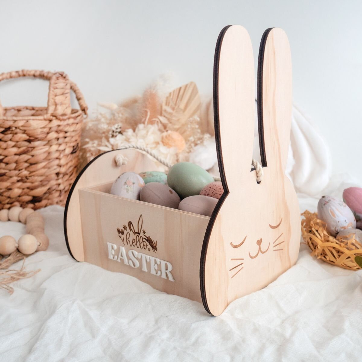 Wooden Easter Bunny Basket Caddy - Etsy