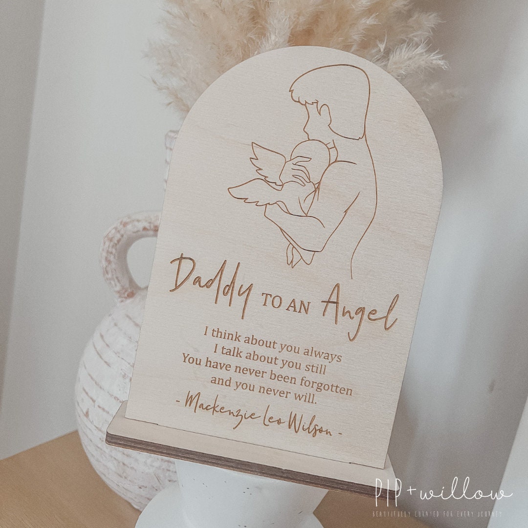Angel Father Arch Quote Plaque Daddy to an Angel, Loss of a Baby Plaque ...