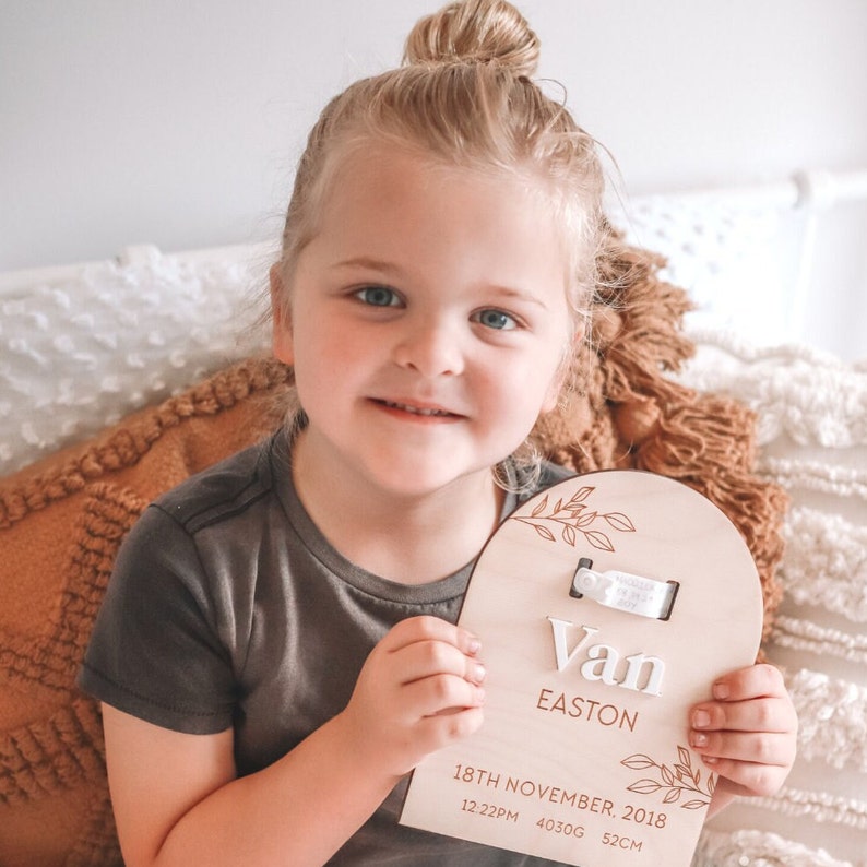 Hospital Bracelet Wooden Keepsake Birth Plaque - Baby Announcement ...