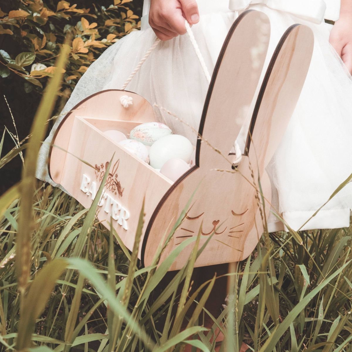 Wooden Easter Bunny Basket Caddy - Etsy