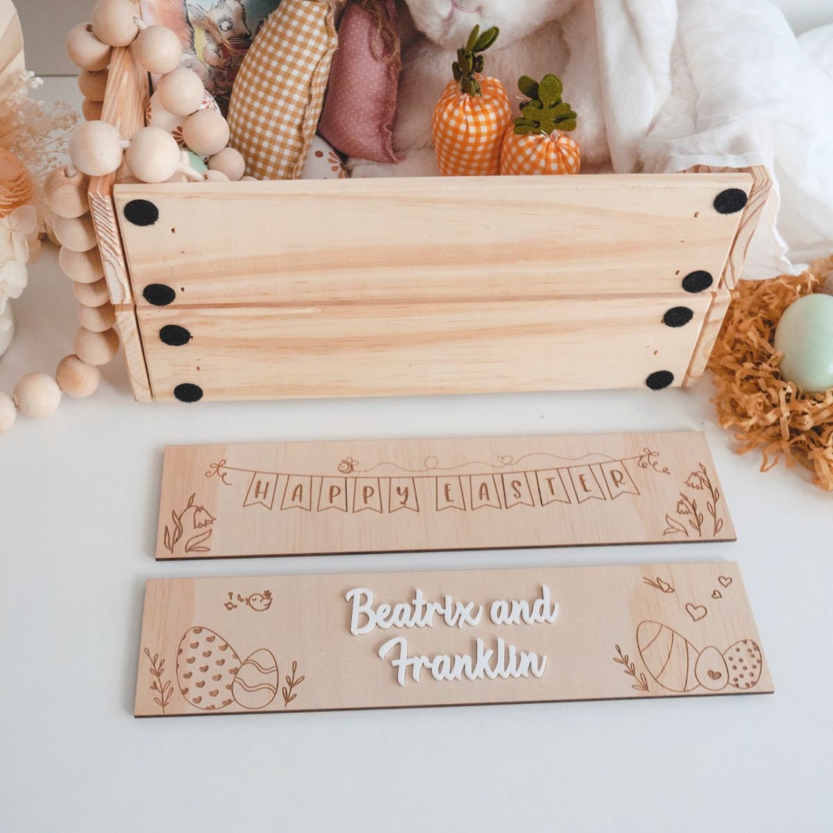 Small Wooden Personalised Easter Crate Box Easter Gift for Kids, Easter ...