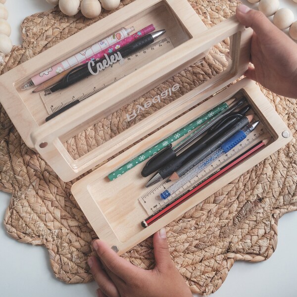 Wood Pencil Box - Etsy