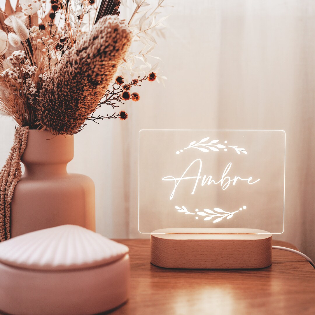 Personalized Baby Name LED Night Light – Beech Wood Base - Etsy Australia