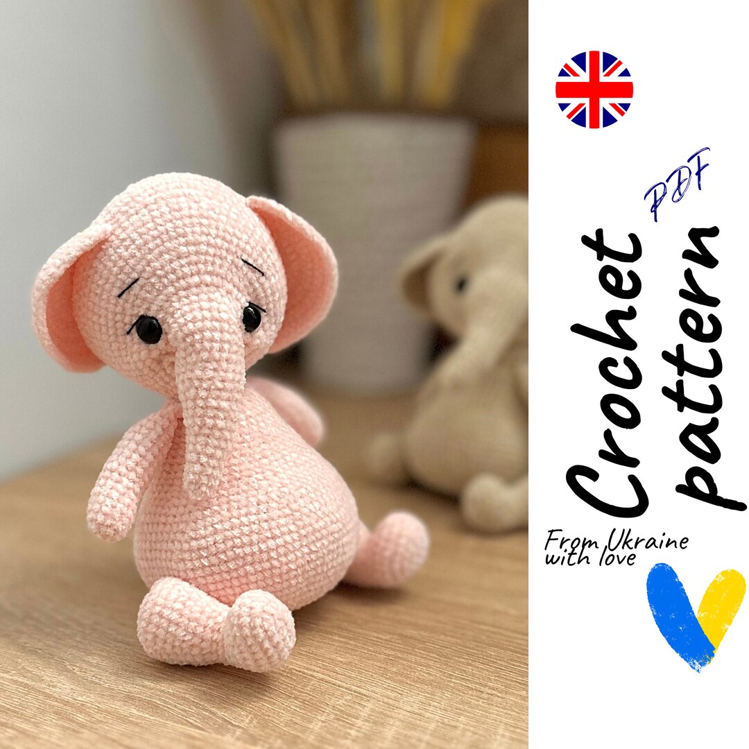 Crochet Elephant PATTERN, Adorable Crochet Elephant Pattern - Amigurumi ...