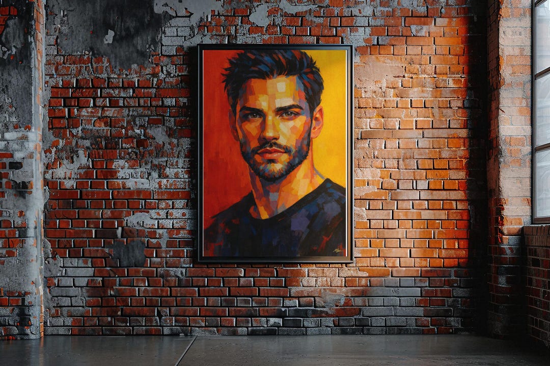 Modern Masculine Portrait Wall Art – Colorful Contemporary Male ...