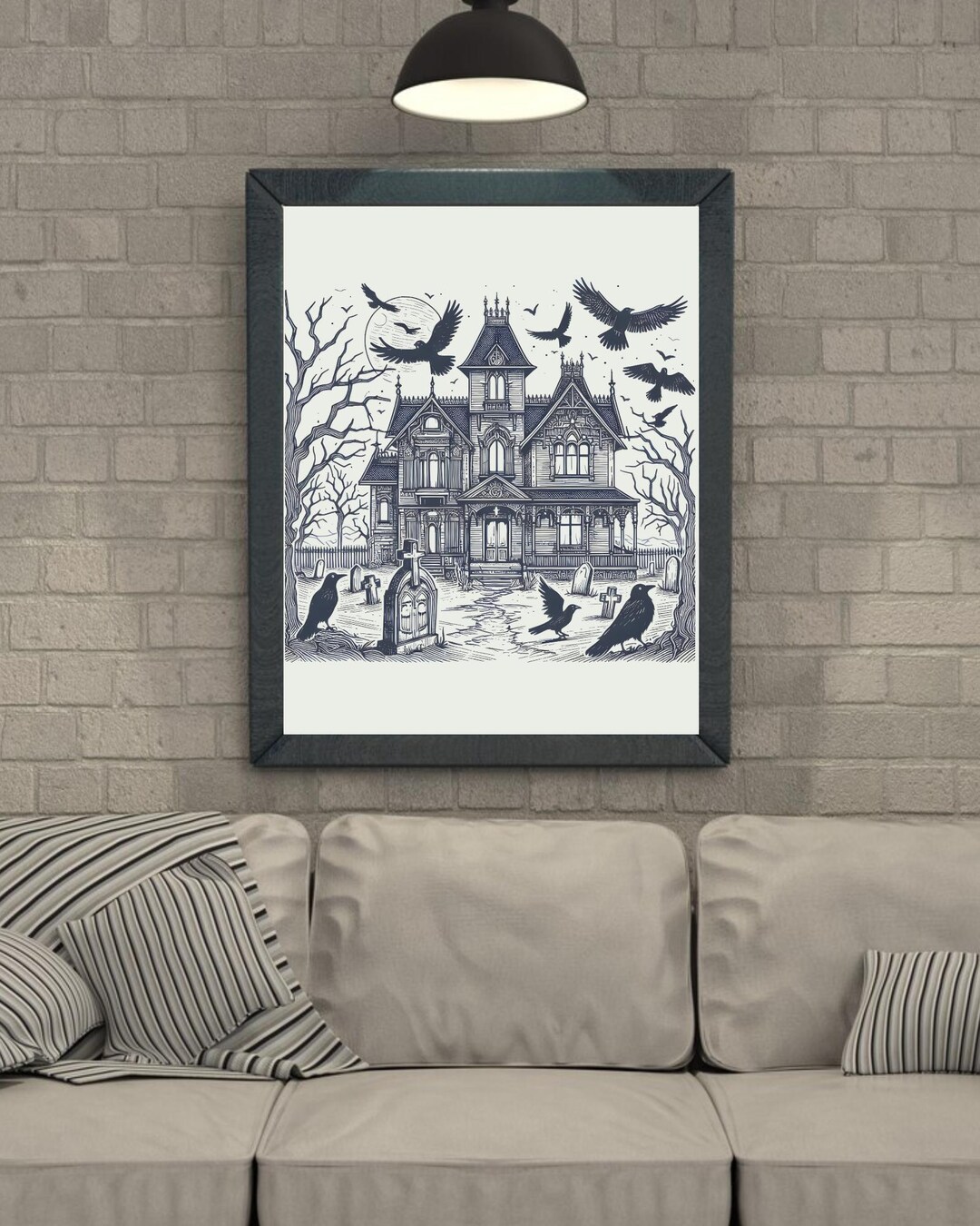 Haunted House With Crows Digital Print | Halloween Wall Art | Spooky ...