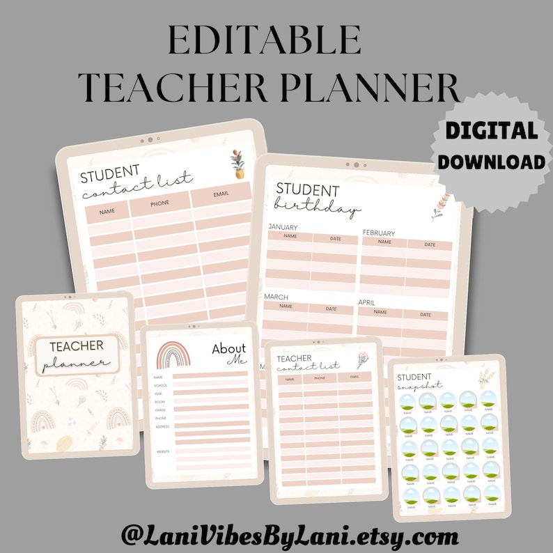 Editable Teacher Planner | Teacher Stationery | Printable Planner ...