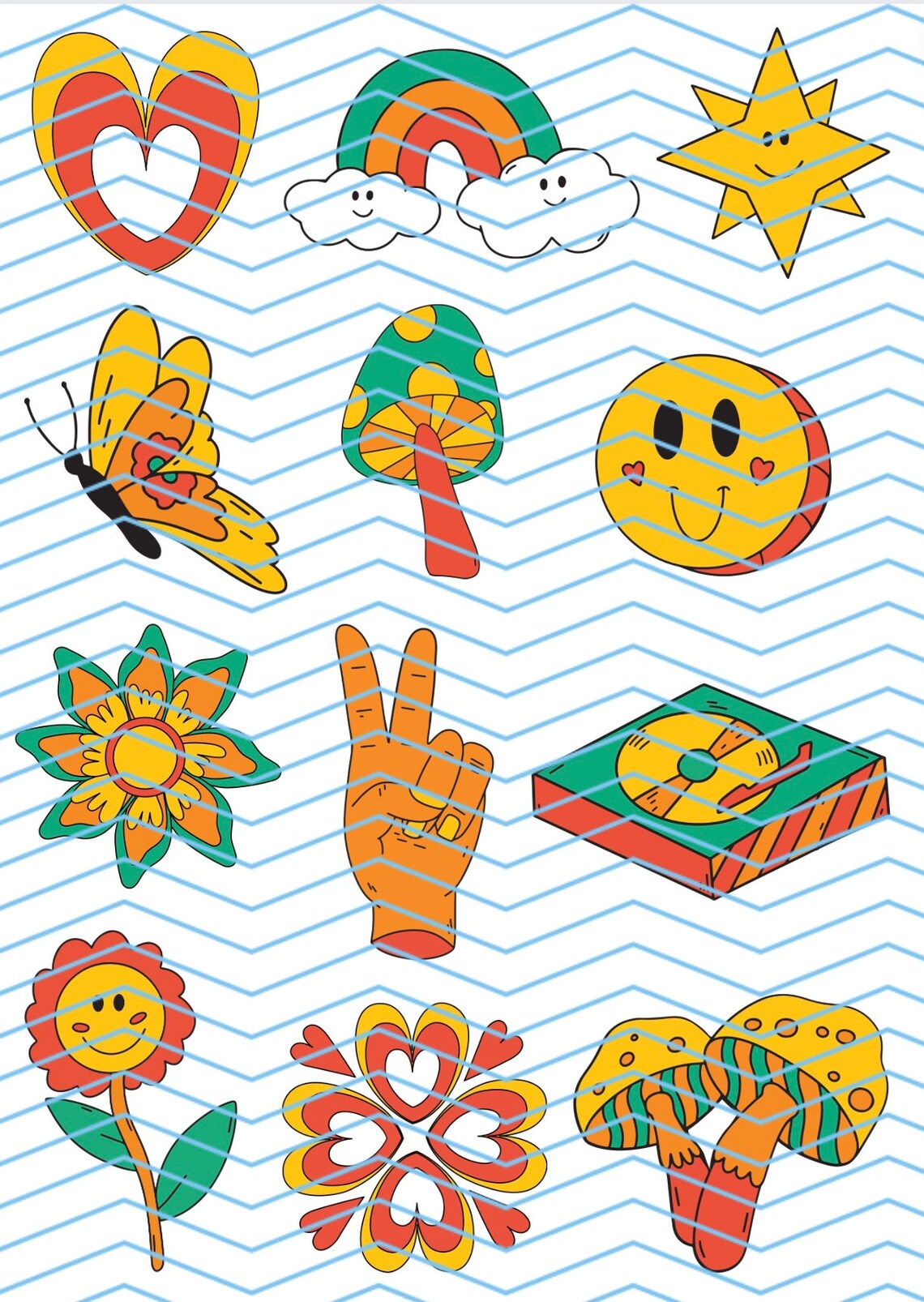 Groovy Retro Scrapbook Cutout, Retro Groovy Clipart, Hippie Clipart ...