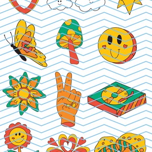 Groovy Retro Scrapbook Cutout, Retro Groovy Clipart, Hippie Clipart ...