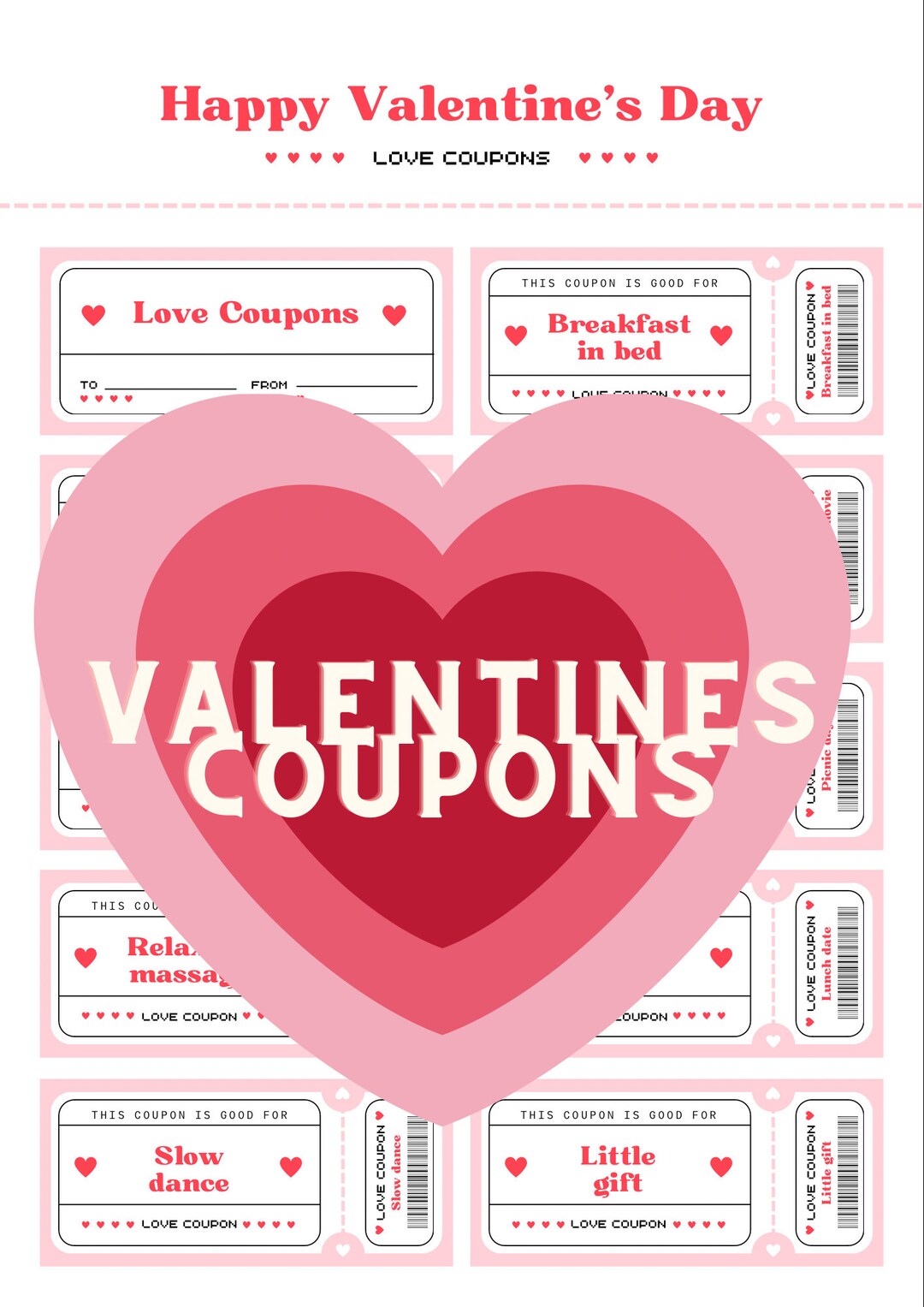 Printable Valentine’s Day Love Coupons, Printable Valentines Gift ...