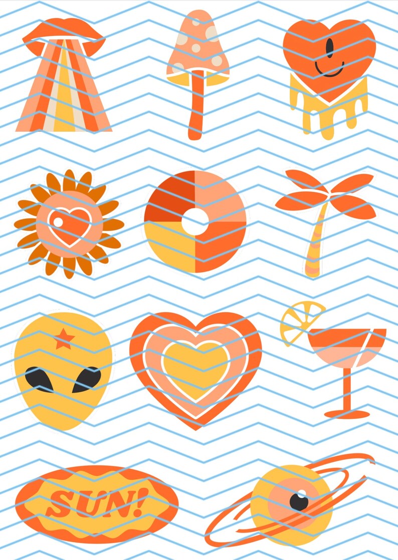 Groovy Retro Scrapbook Cutout, Retro Groovy Clipart, Hippie Clipart ...