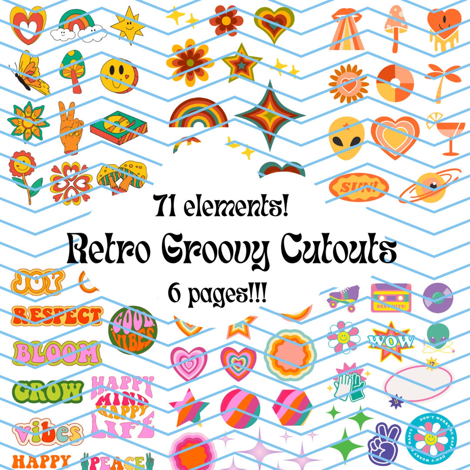 Groovy Retro Scrapbook Cutout, Retro Groovy Clipart, Hippie Clipart ...