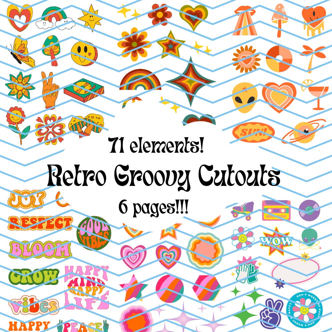 Groovy Retro Scrapbook Cutout, Retro Groovy Clipart, Hippie Clipart ...