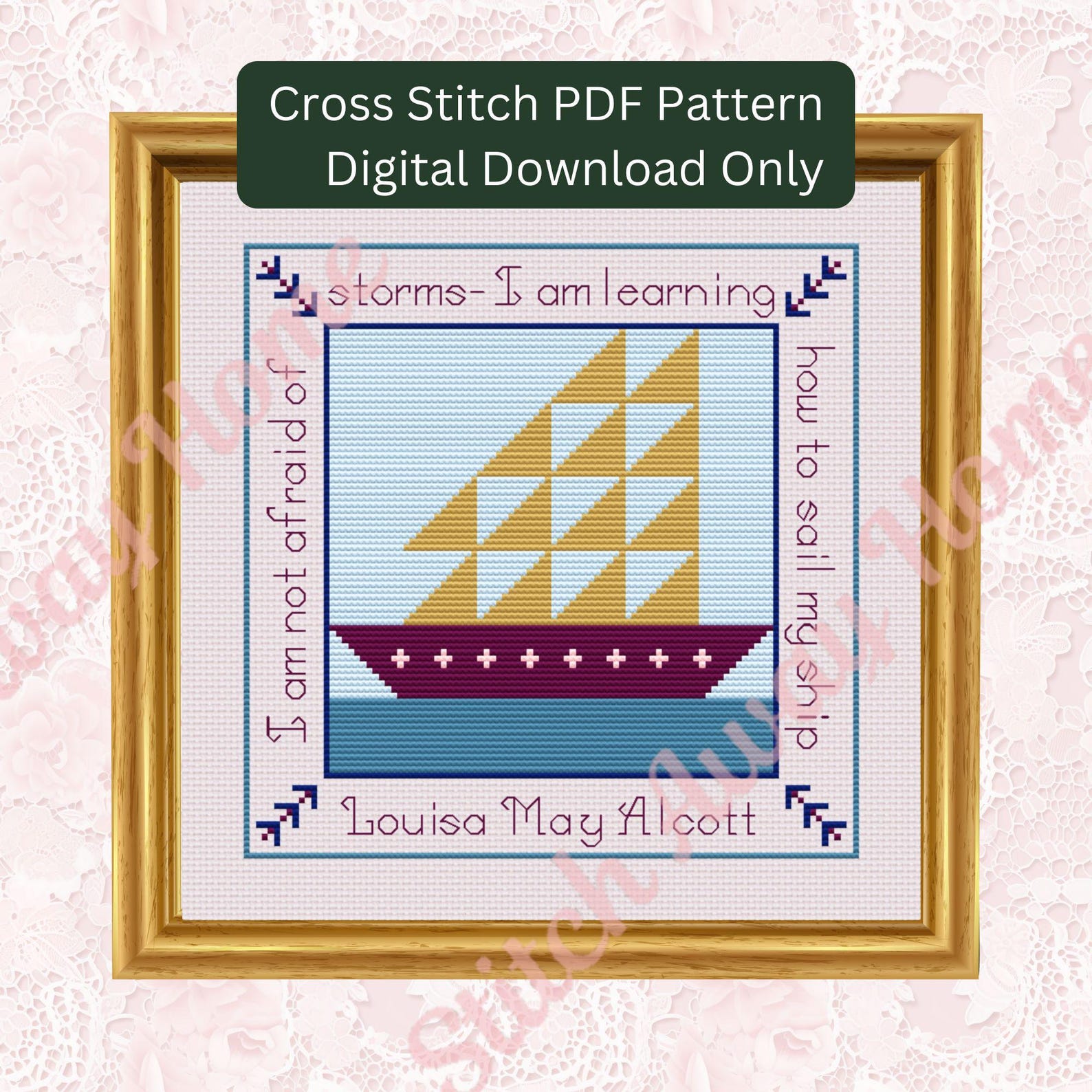 Learning How to Sail My Ship Cross Stitch, Louisa May Alcott, Little ...