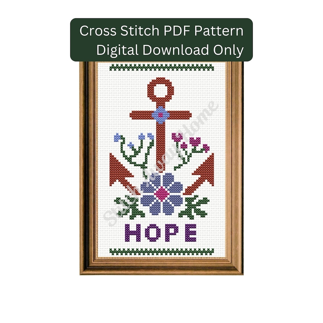 Hope Cross Stitch, Modern Counted Cross-stitch, Original Stitchery ...