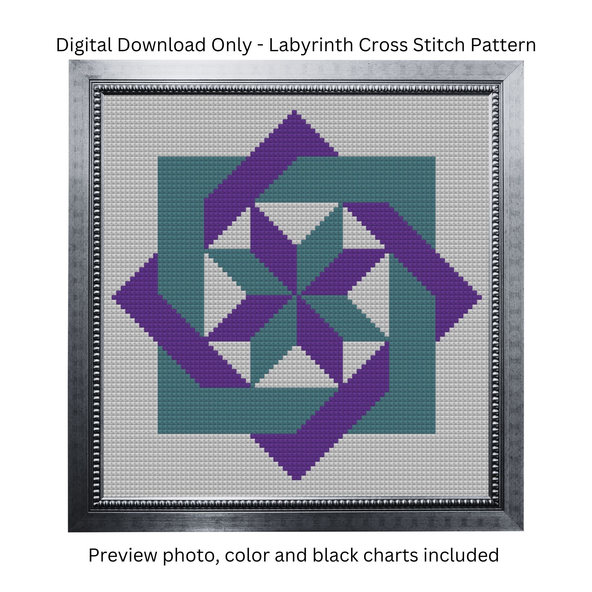 Labyrinth Cross Stitch Pattern, Quilt Inspired, Easy Cross-stitch ...