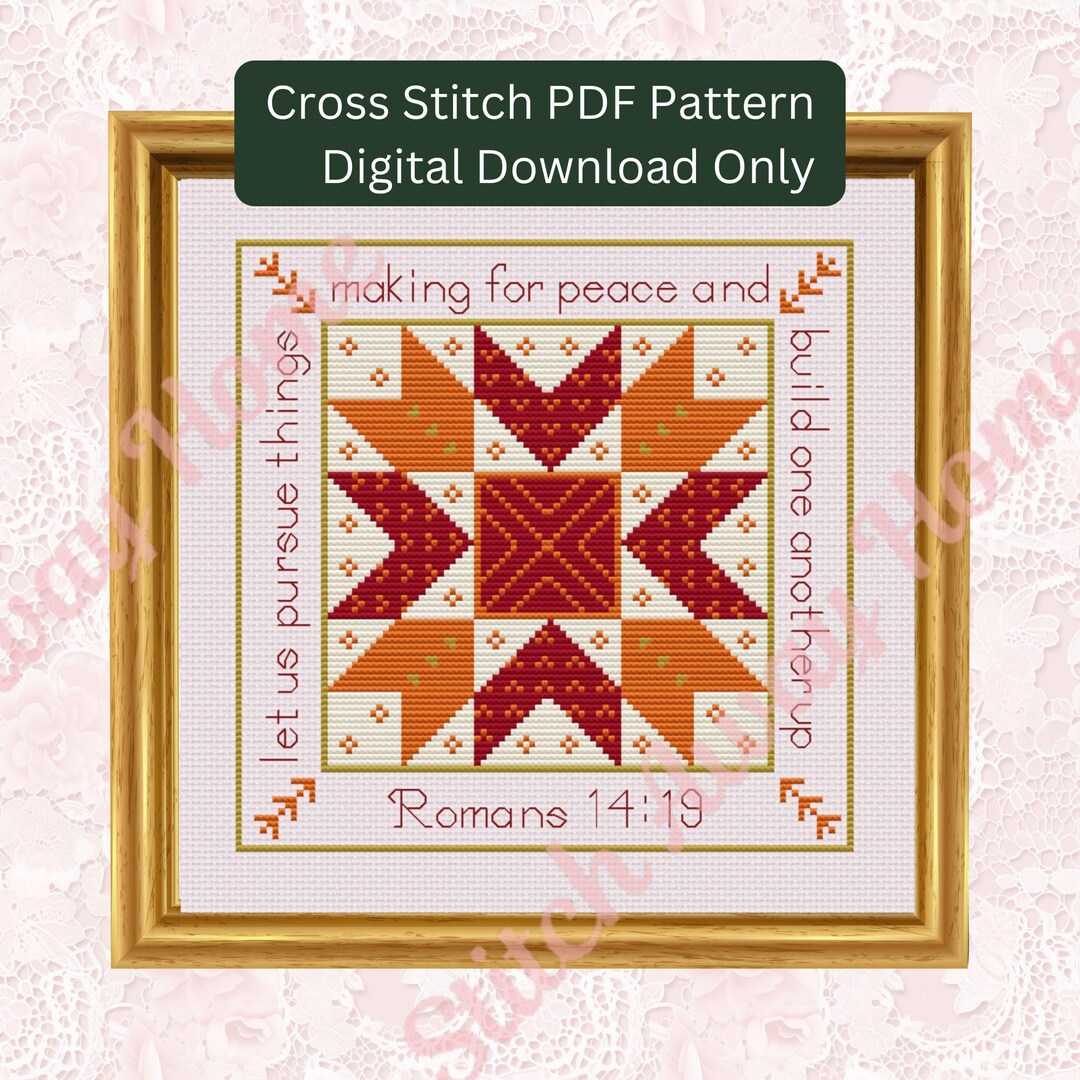 Pursue Peace Cross Stitch Pattern: Autumn Colors Quilt Inspired Design ...