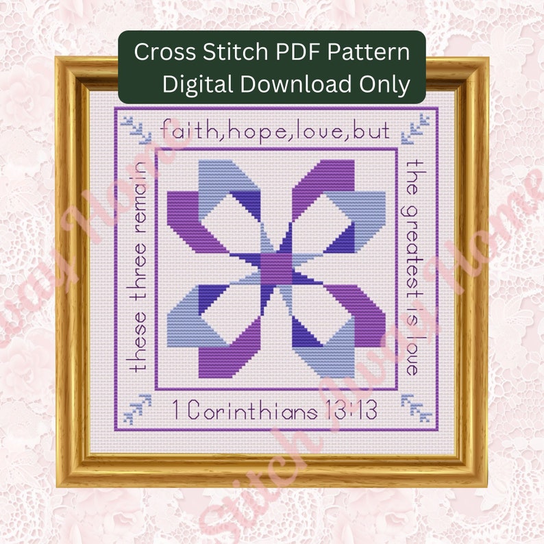 Faith Hope Love Cross Stitch Pattern, Inspirational Pattern, Faith ...