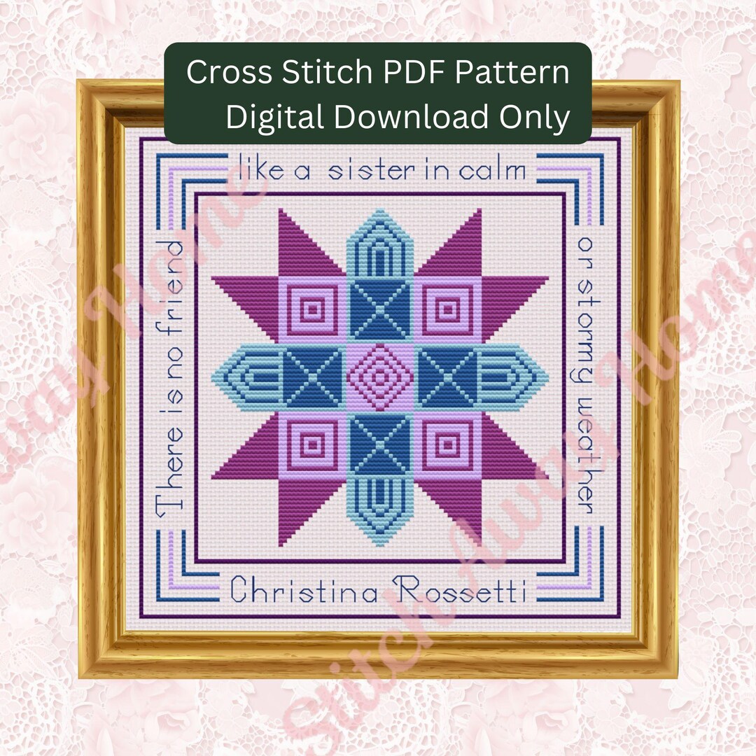 No Friend Like a Sister Cross Stitch, Rossetti Quote, Downloadable ...