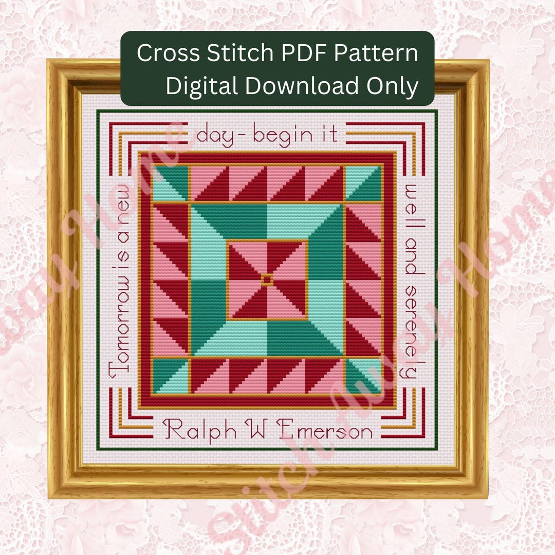 Serene Tomorrow Cross Stitch Pattern: Pinwheel Sawtooth Quilt Block ...