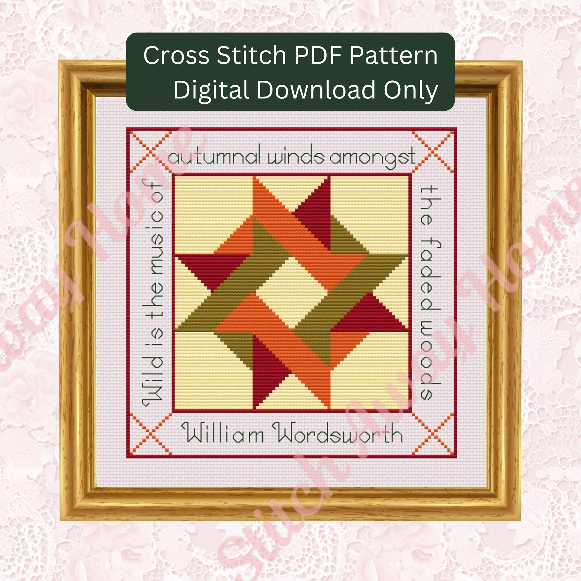 Autumnal Winds Cross Stitch Pattern, Fall Quilt Inspired Cross Stitch ...