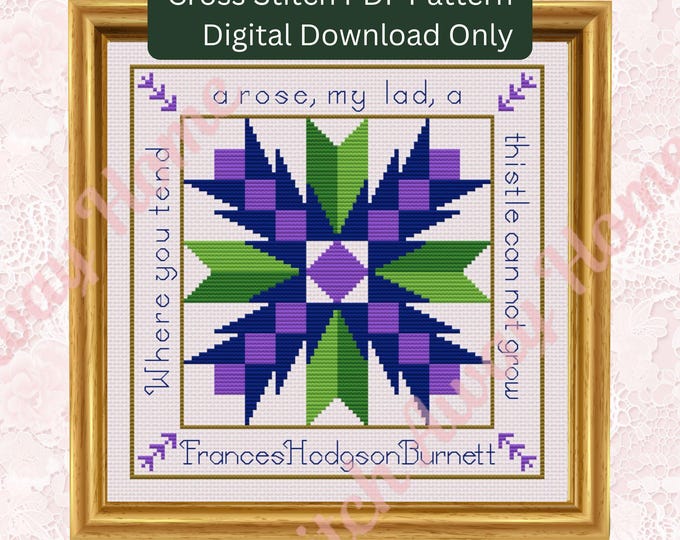 Roses and Thistles Cross Stitch Pattern: Thistle Quilt Block Themed ...