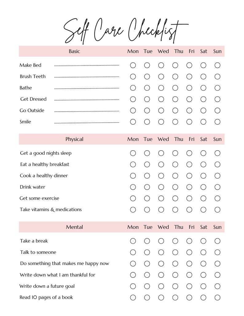 Self-care Planner Printable Mindfulness Workbook Self-love Journal ...