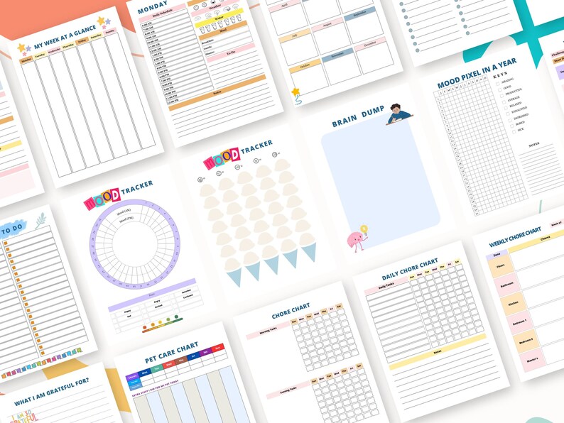ADHD Digital Planner for Kids 2024 Digital Planner Printable in PDF ...