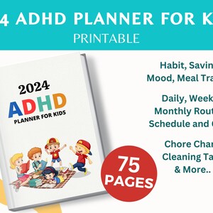ADHD Digital Planner for Kids | 2024 Digital Planner Printable in PDF ...
