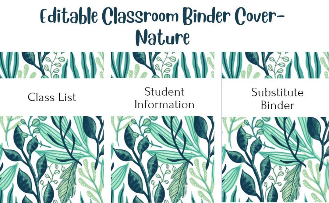Editable Classroom Binder Cover Nature - Etsy