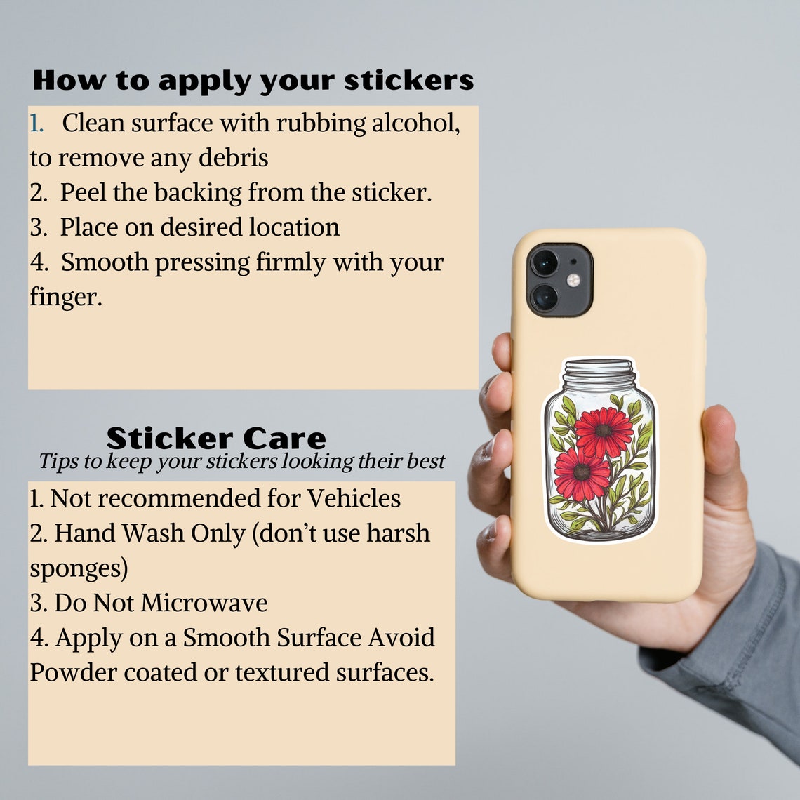 Flower Mason Jar Sticker Vinyl Floral Bouquet Flower Stickers Die Cut ...