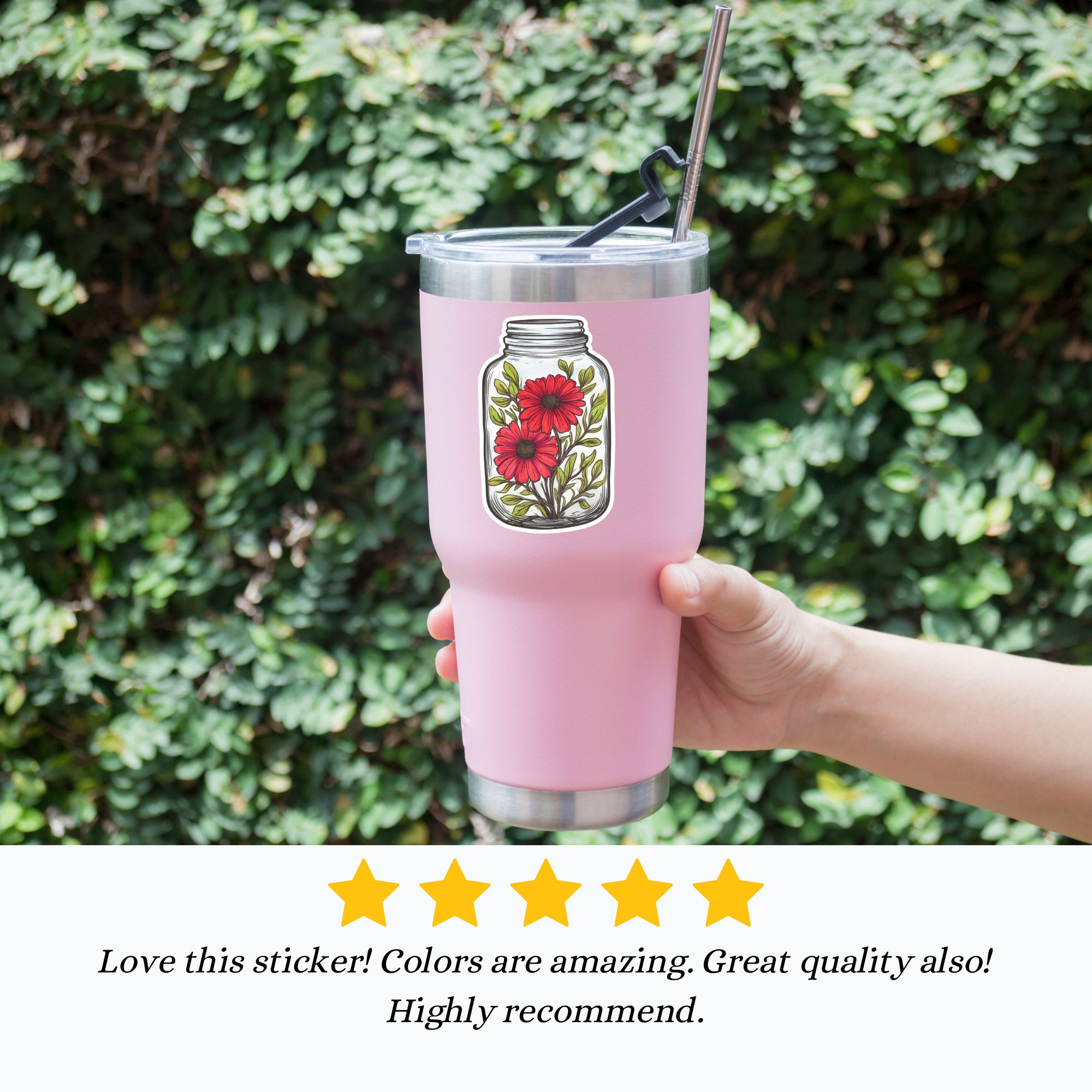 Flower Mason Jar Sticker Vinyl Floral Bouquet Flower Stickers Die Cut ...