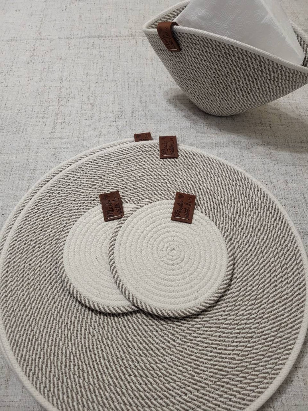 Handmade Cotton Cord Plate Holder, Boho Table Decor - Etsy