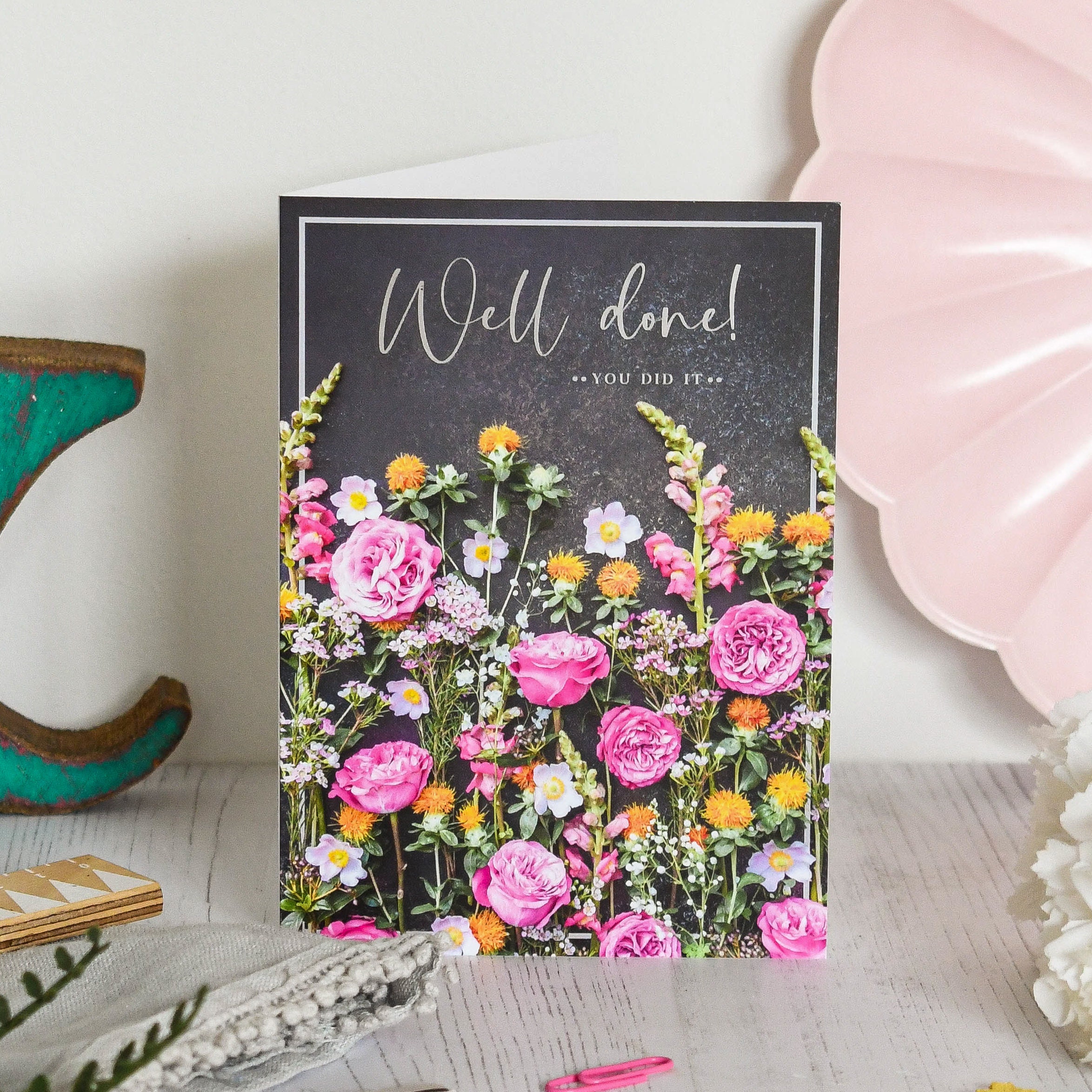 Well Done Card, Congratulations Card, You Did It Card, Floral Congrats ...