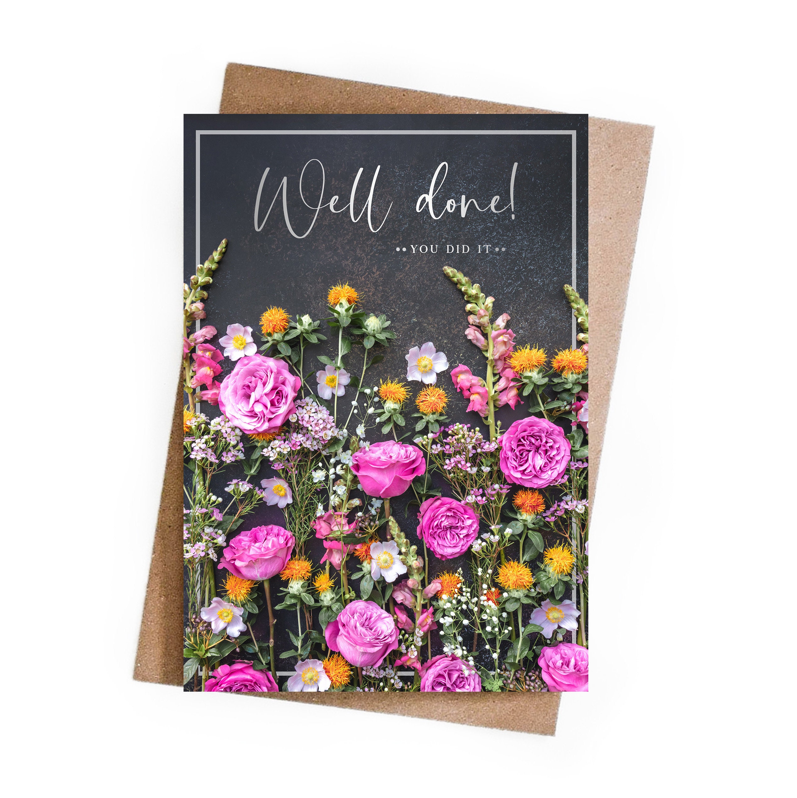 Well Done Card, Congratulations Card, You Did It Card, Floral Congrats ...