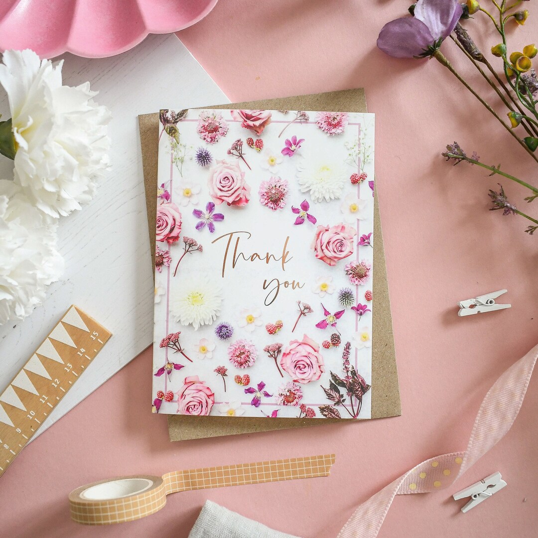 Thank You Card, Thanks so Much Card, Floral Thanks A Lot Card, Teacher ...