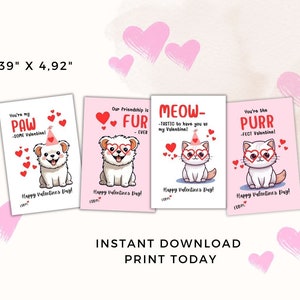 Dog Valentine's Day Cards Printable Classroom Valentine's Day Cards for ...