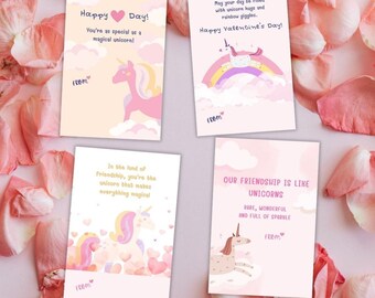 Printable Unicorn Valentine's Day Cards, Classroom Valentine's Day ...