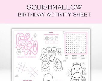 Squishmallows Personalized Birthday Party Activity Sheet Printable ...