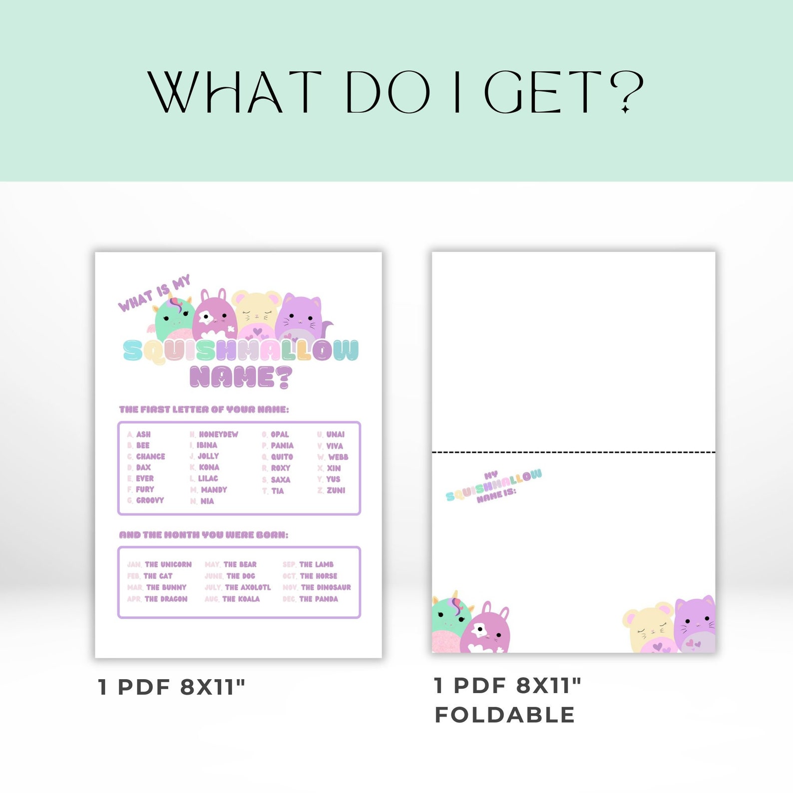 Squishmallow Birthday Party Game What's Your Squishmallow Name ...