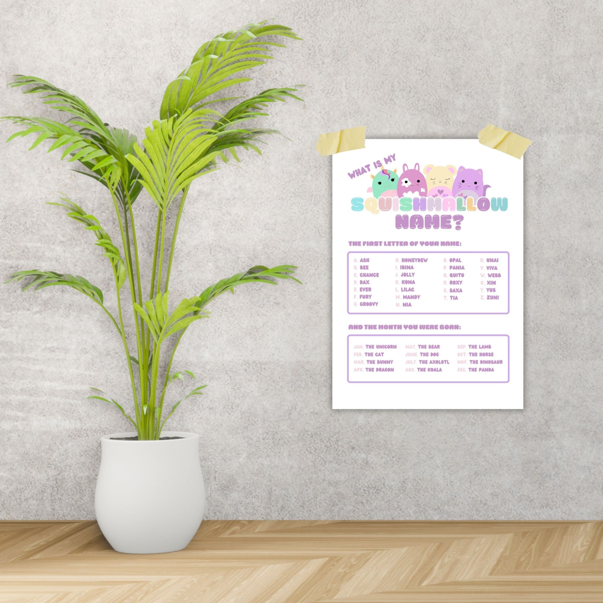 Squishmallow Birthday Party Game What's Your Squishmallow Name ...