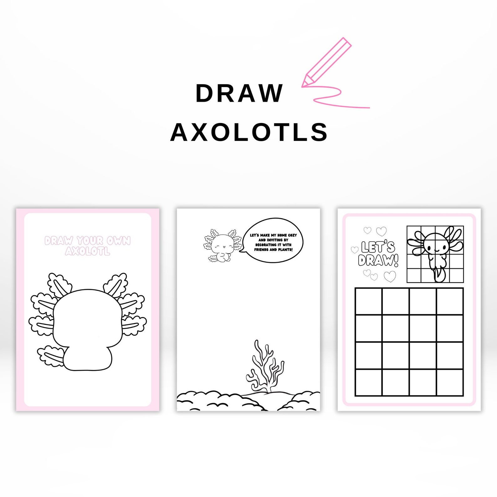 Axolotl Printable Activity and Coloring Sheets Maze Word Search ...