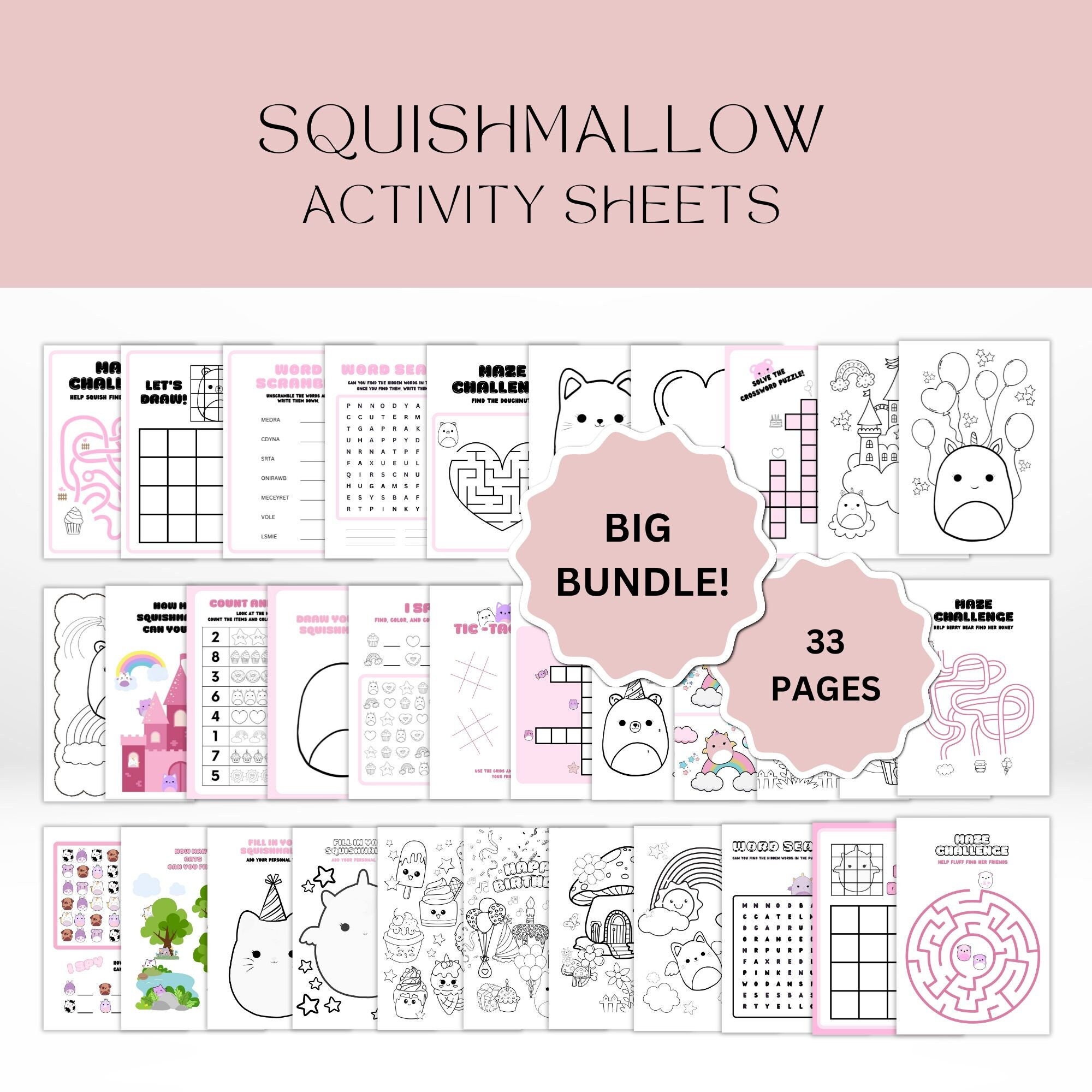 Printable Birthday Activity and Coloring Sheets Squishmallow Birthday ...