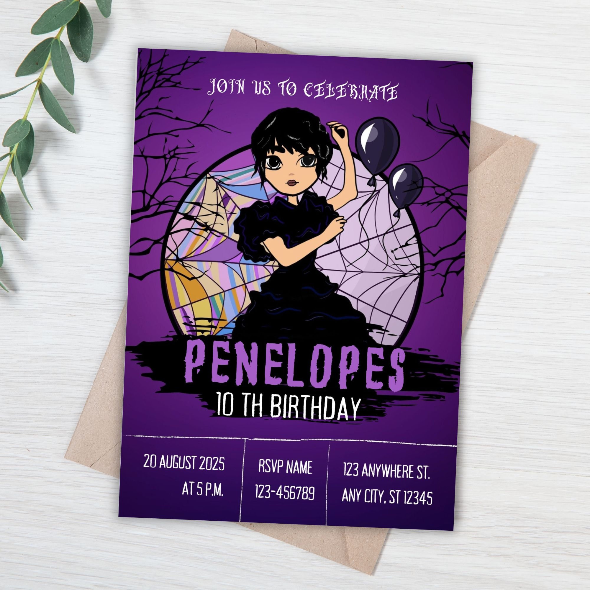 Wednesday Addams Birthday Invitation Template Wednesday Digital ...